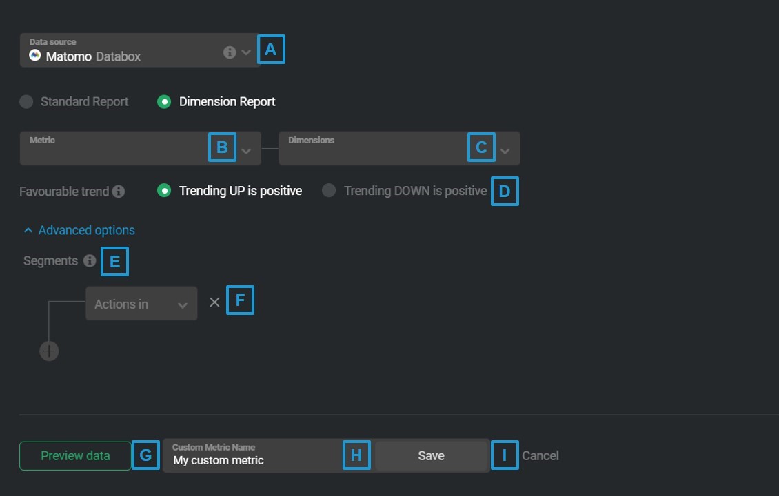 Overview: Metric Builder for Matomo (Dimension Report)